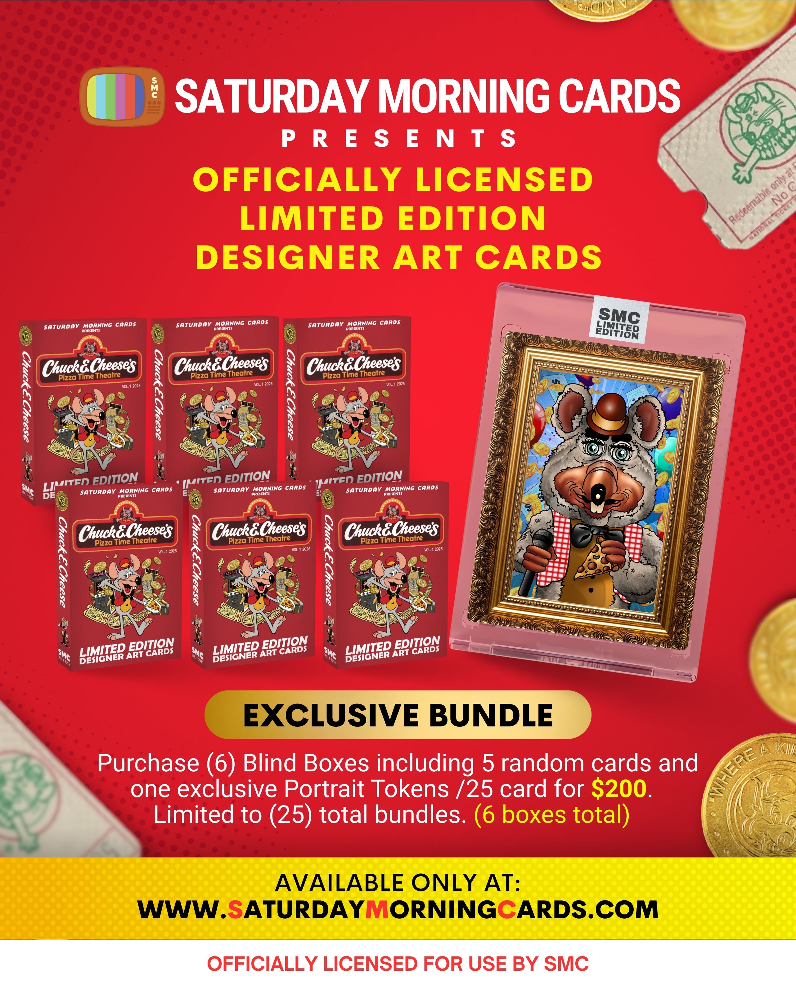Chuck E Cheese Exclusive Bundle includes Exclusive Portrait Tokens CAR ...